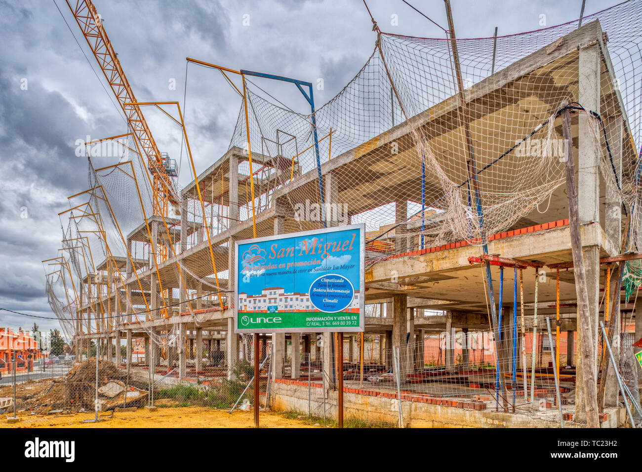 Terraced houses under construction during the Spanish real estate ...
