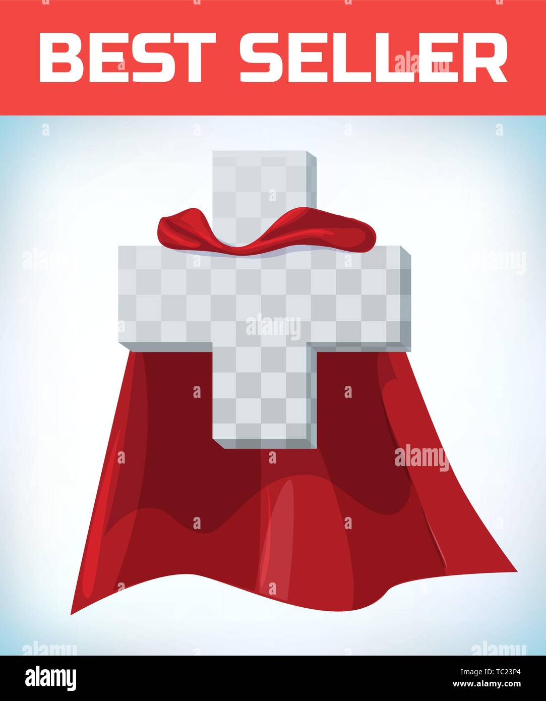 Equilateral cross in hero cape. Doctor super cloak. Pharmacy sign ...