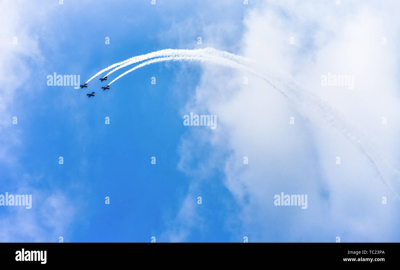 Aircraft formation in the sky Stock Photo - Alamy