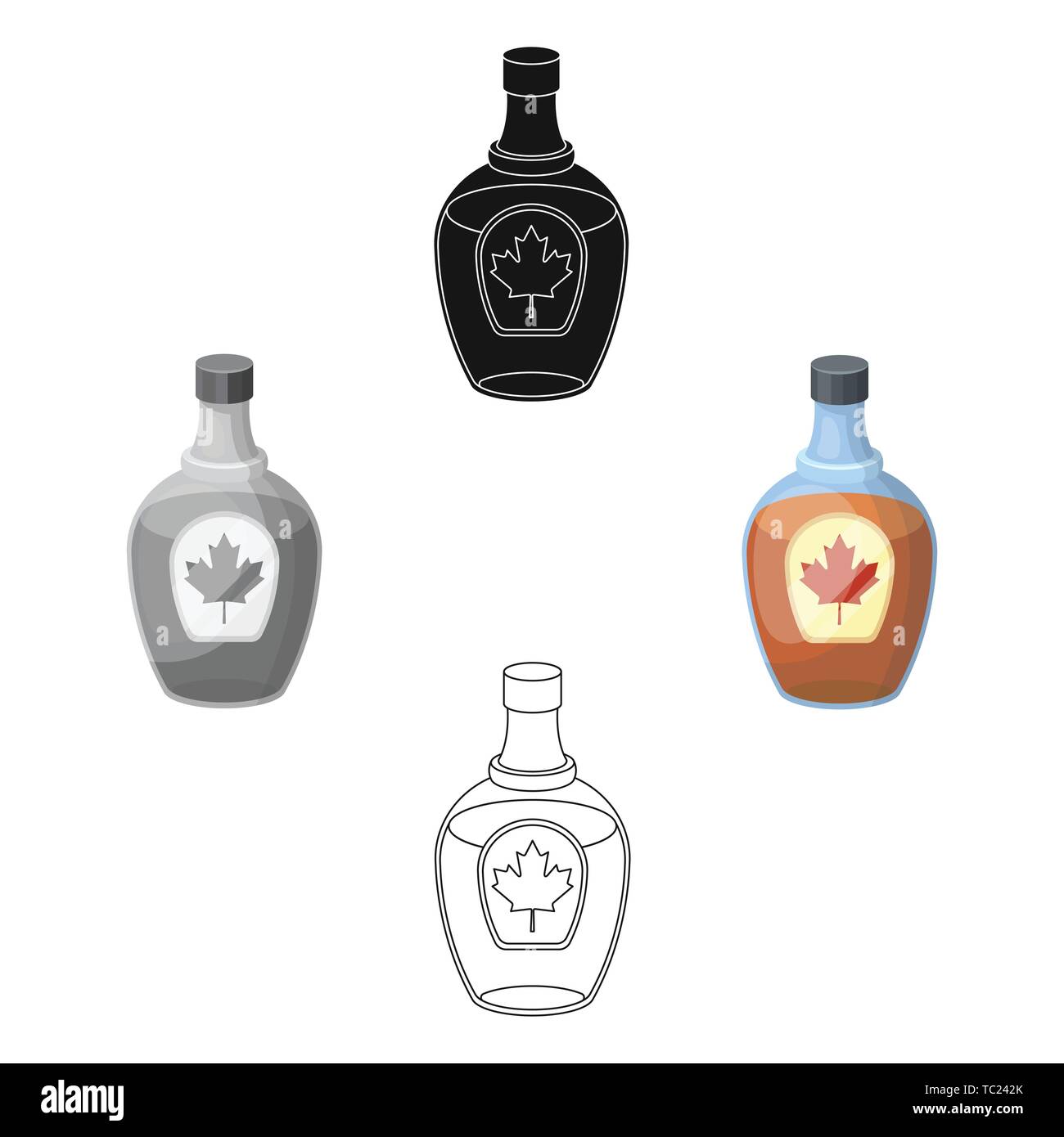 Canadian maple syrup in a bottle. Canada single icon in cartoon,black ...