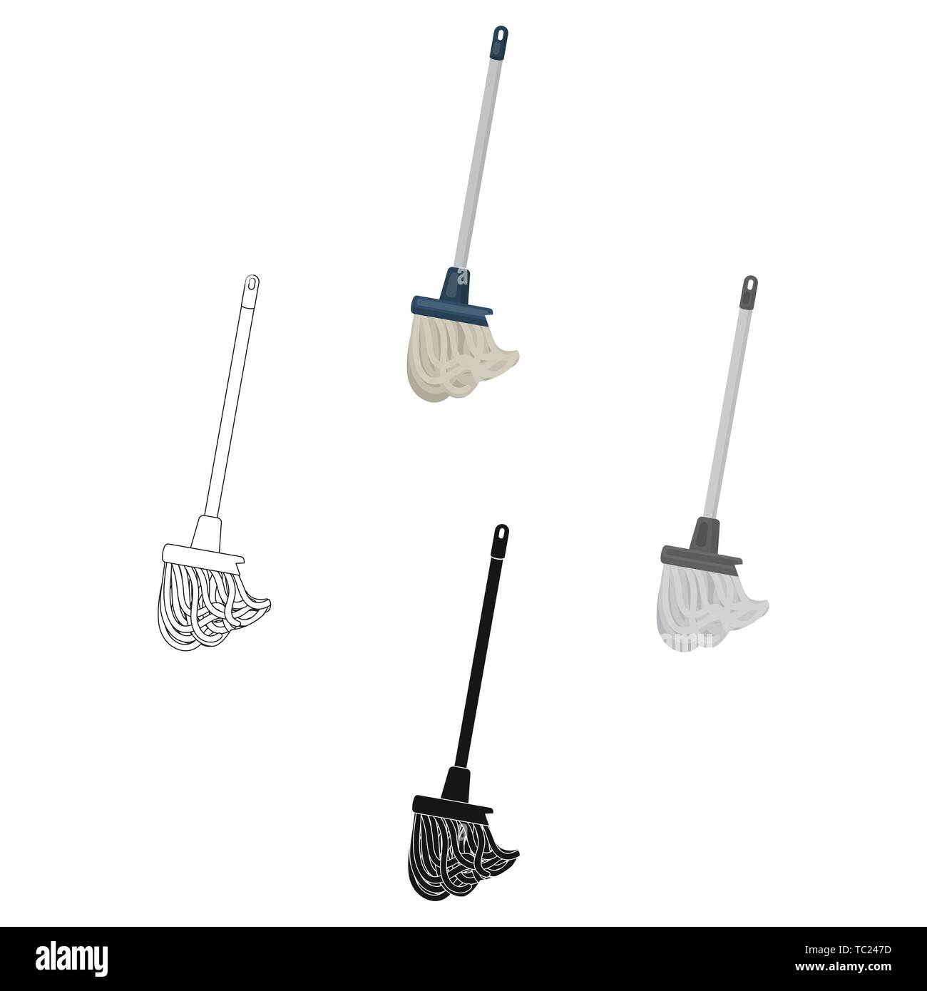 Mop icon in cartoon,black design isolated on white background. Cleaning ...