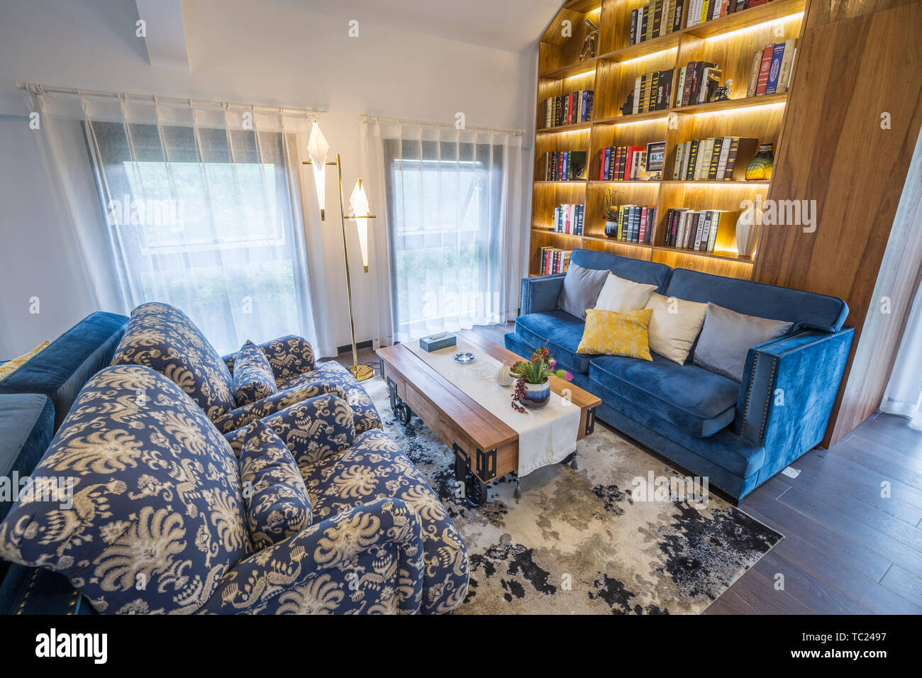 Design of interior design space of model room in modern living room ...