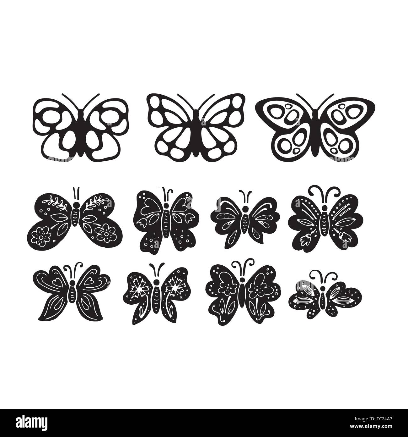 insect butterfly outline vector. nature coloring book insect butterfly ...