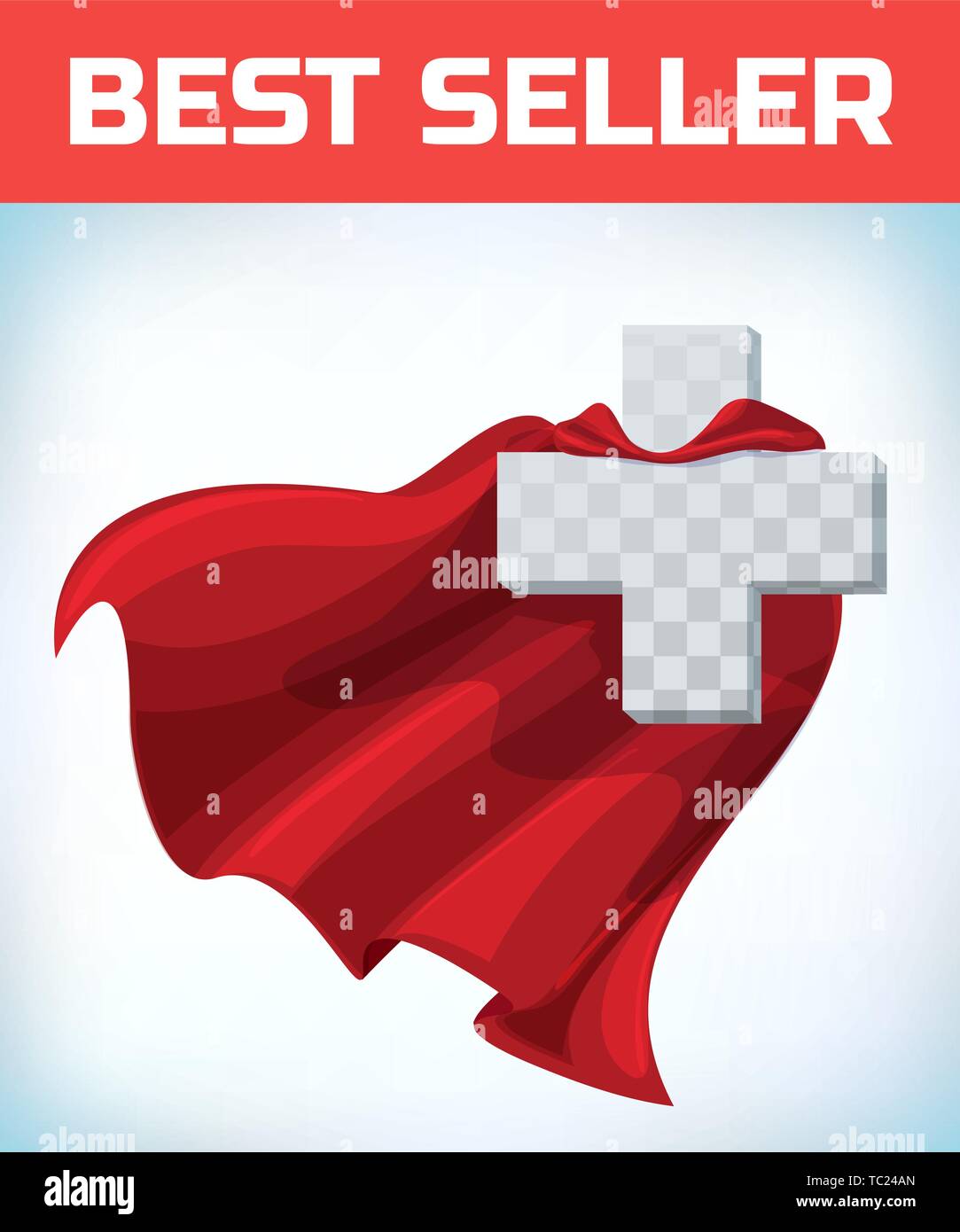 Equilateral cross in hero cape. Doctor super cloak. Pharmacy sign ...