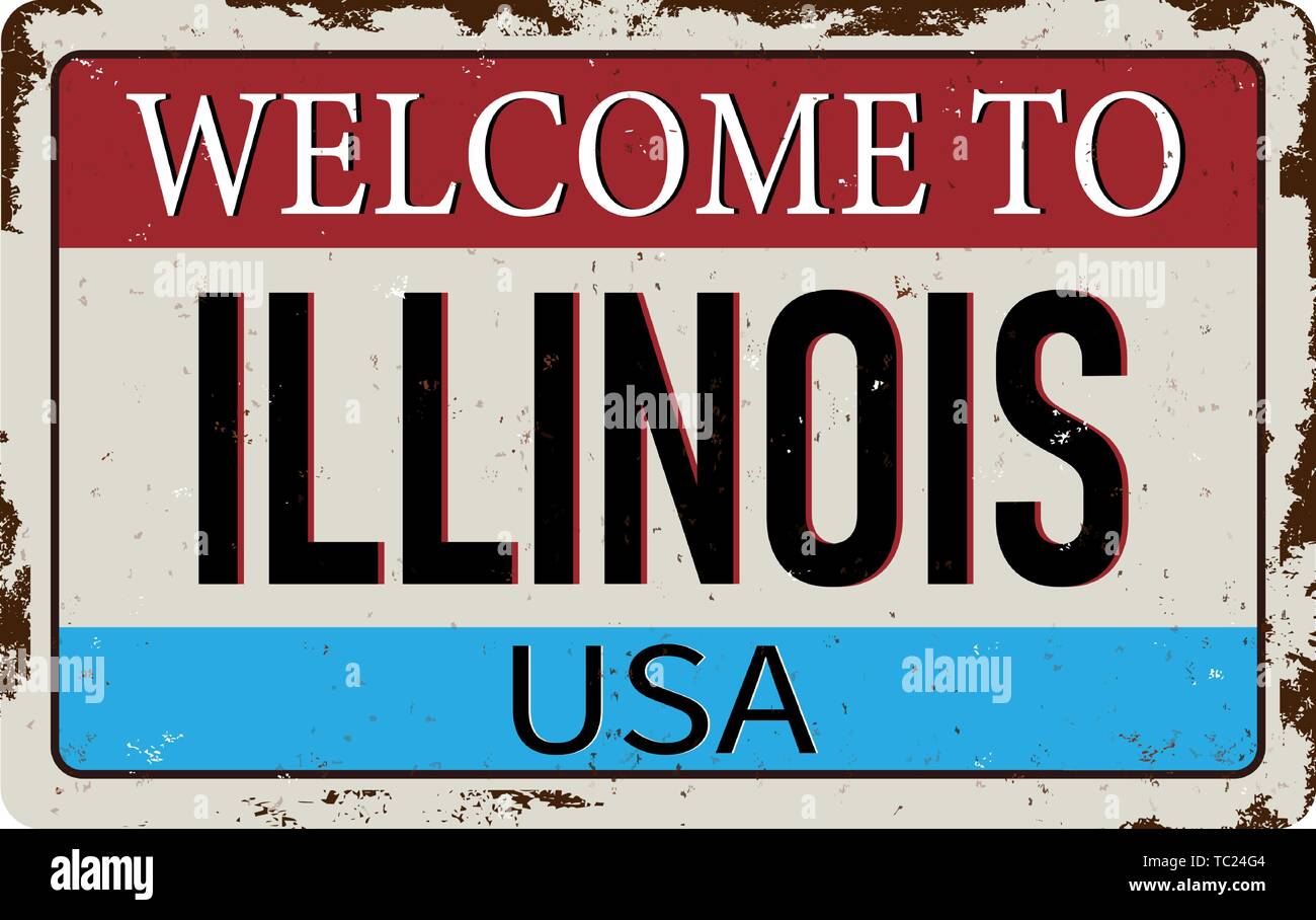 Illinois vintage rusty metal sign on a white background, vector ...