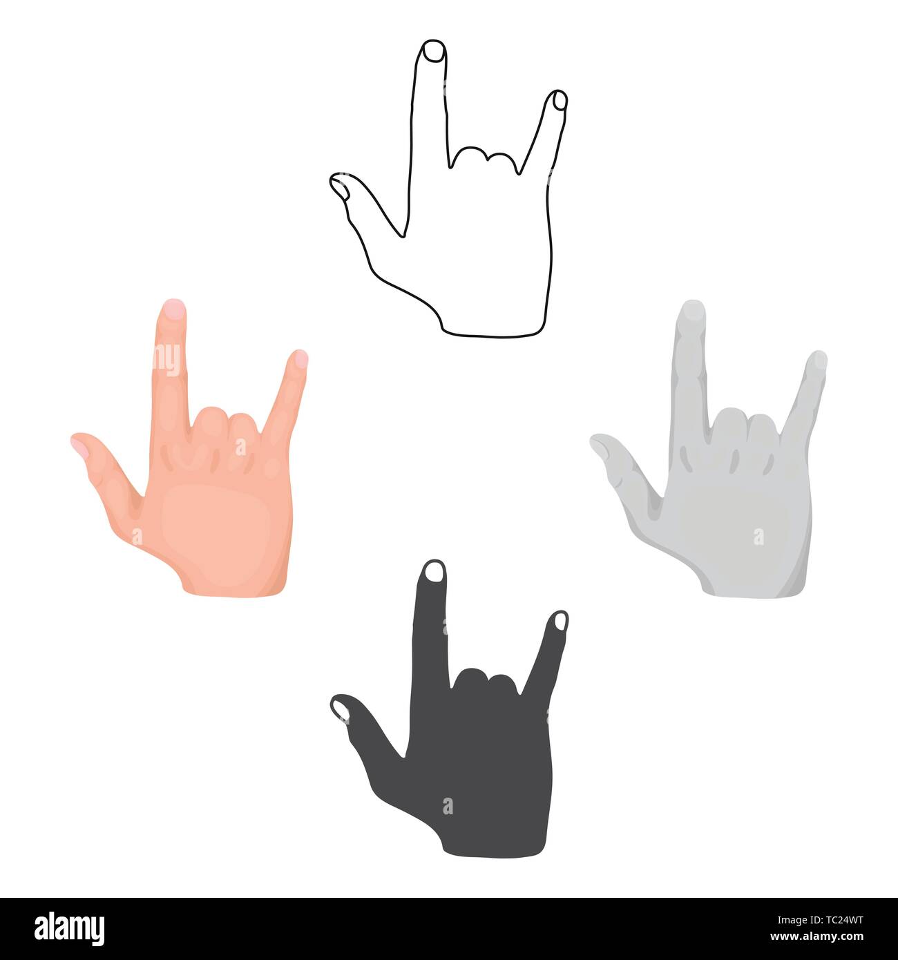 ILY sign icon in cartoon,black style isolated on white background. Hand ...