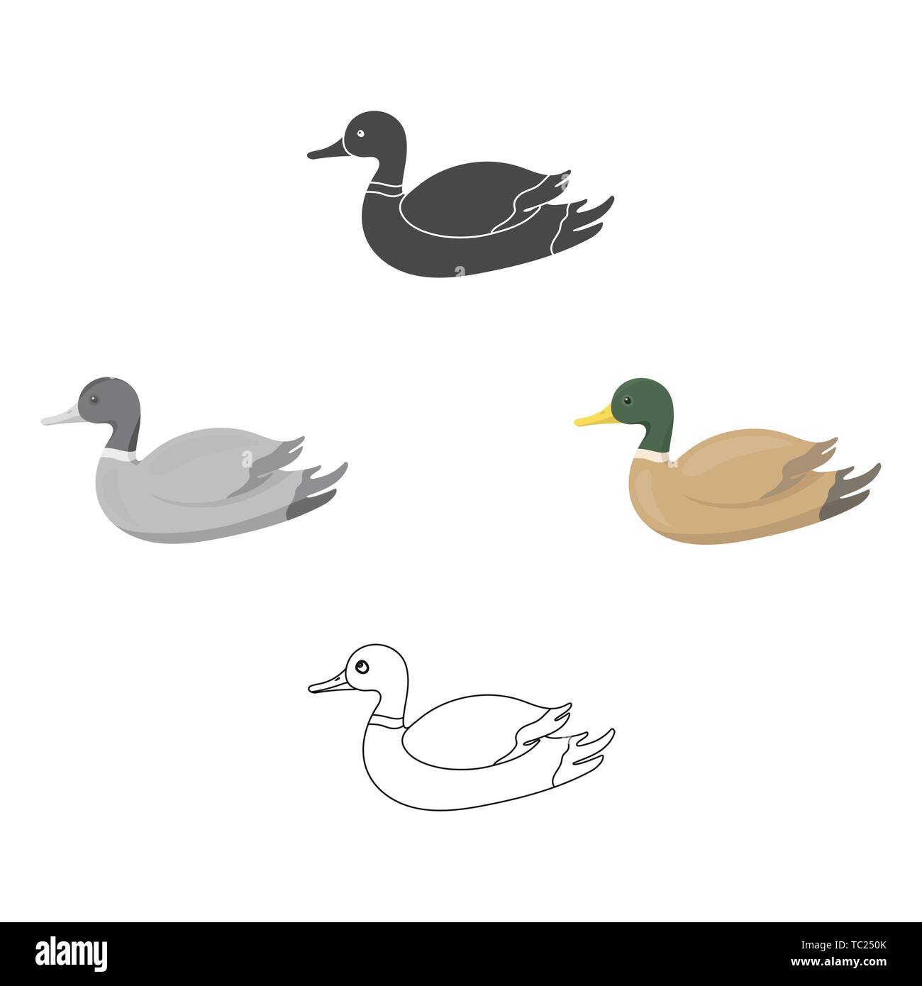 Duck icon in cartoon,black style isolated on white background. Hunting ...