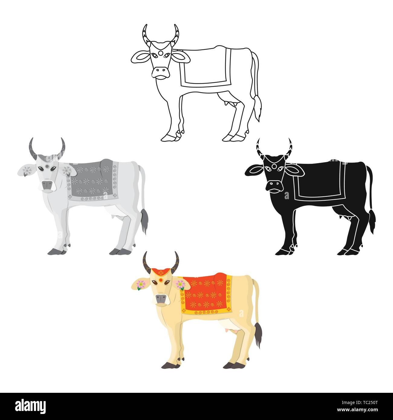 Sacred cow icon in cartoon,black style isolated on white background ...