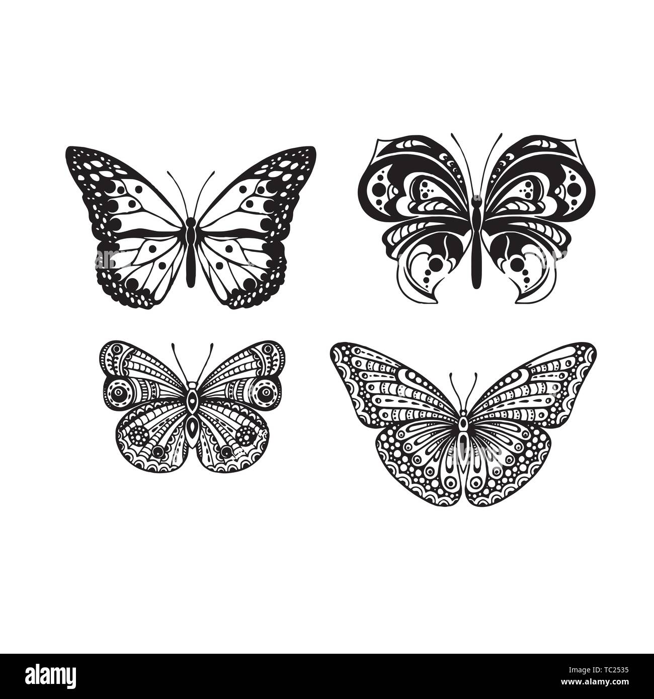 insect butterfly outline vector. nature coloring book insect butterfly ...