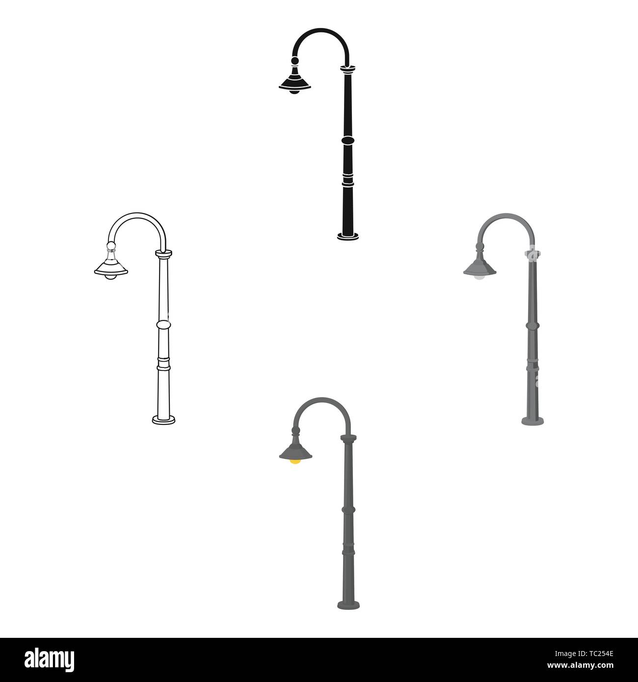 Lamppost with a conic bubble.Lamppost single icon in cartoon,black ...