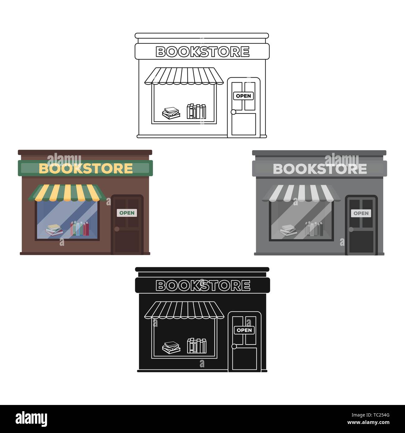 Bookstore icon in cartoon,black design isolated on white background ...