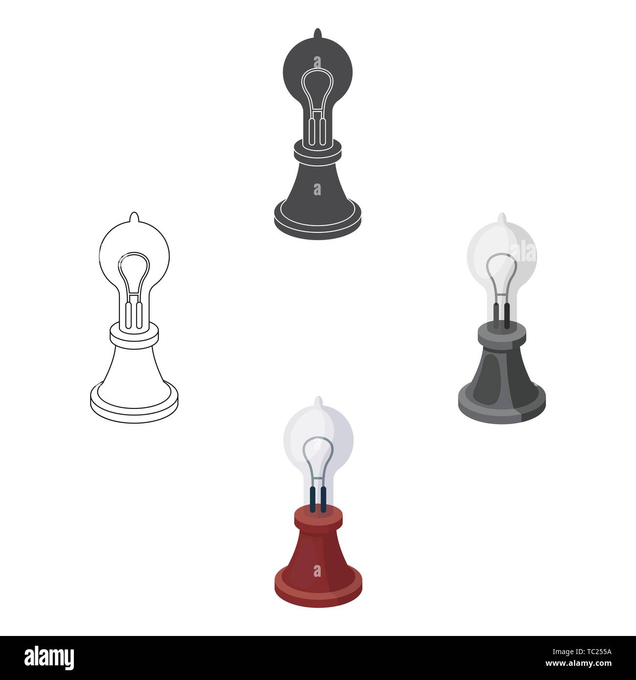 Edison s lamp icon in cartoon,black style isolated on white background ...