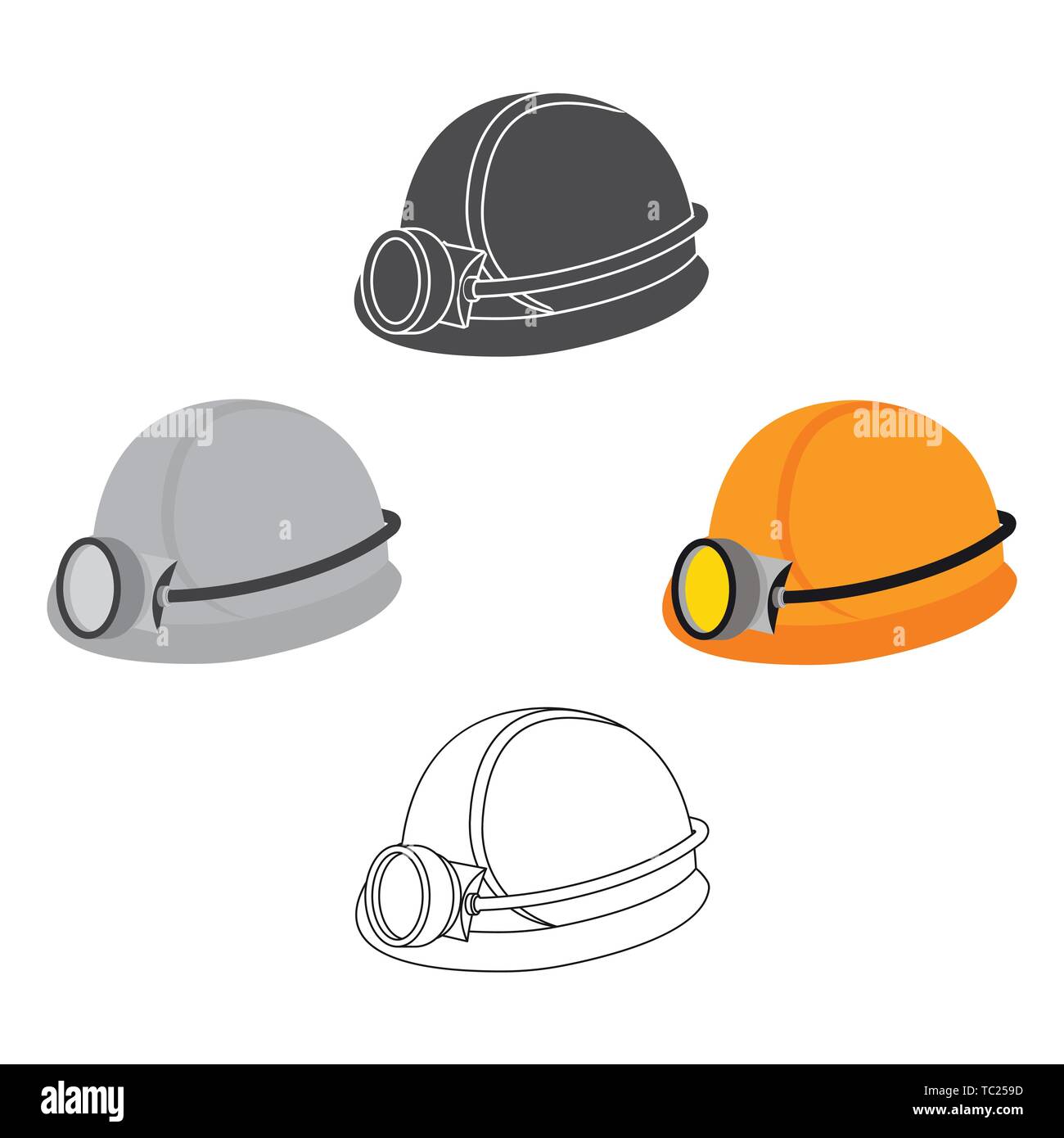 Miner s helmet icon in cartoon,black style isolated on white background ...