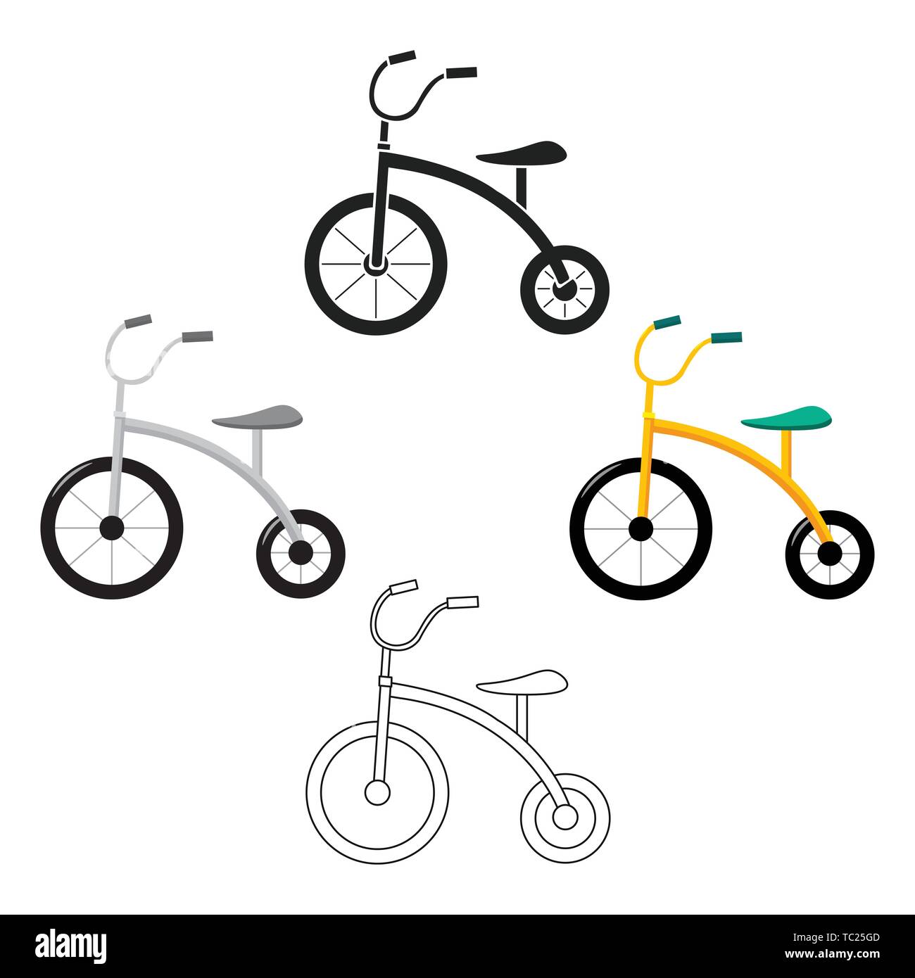 Tricycle icon in cartoon,black style isolated on white background. Play ...