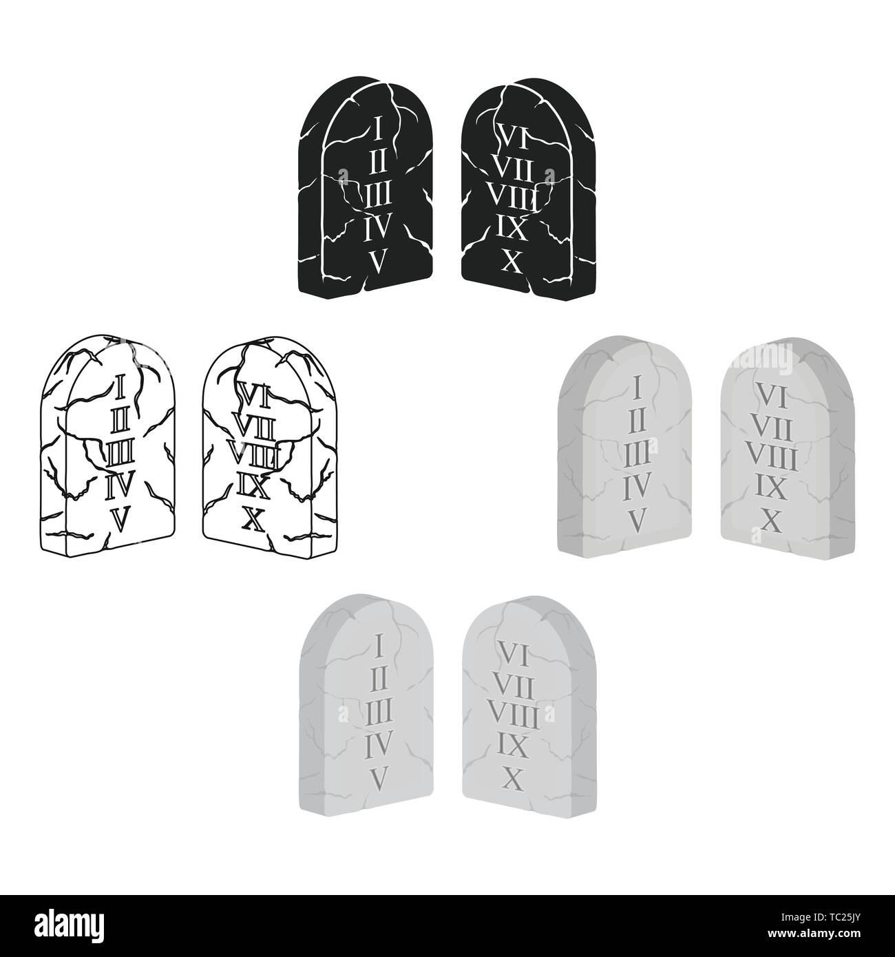 Ten Commandments icon in cartoon,black style isolated on white ...