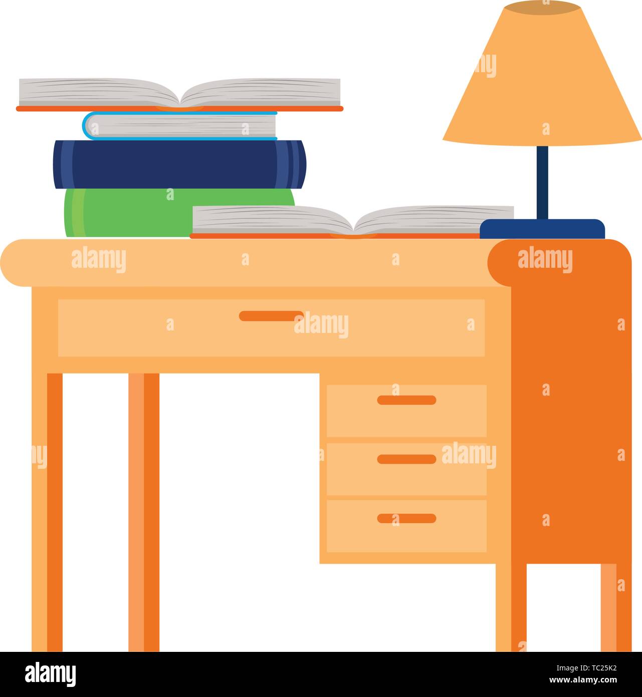 desk with stack of books on white background Stock Vector Image & Art ...