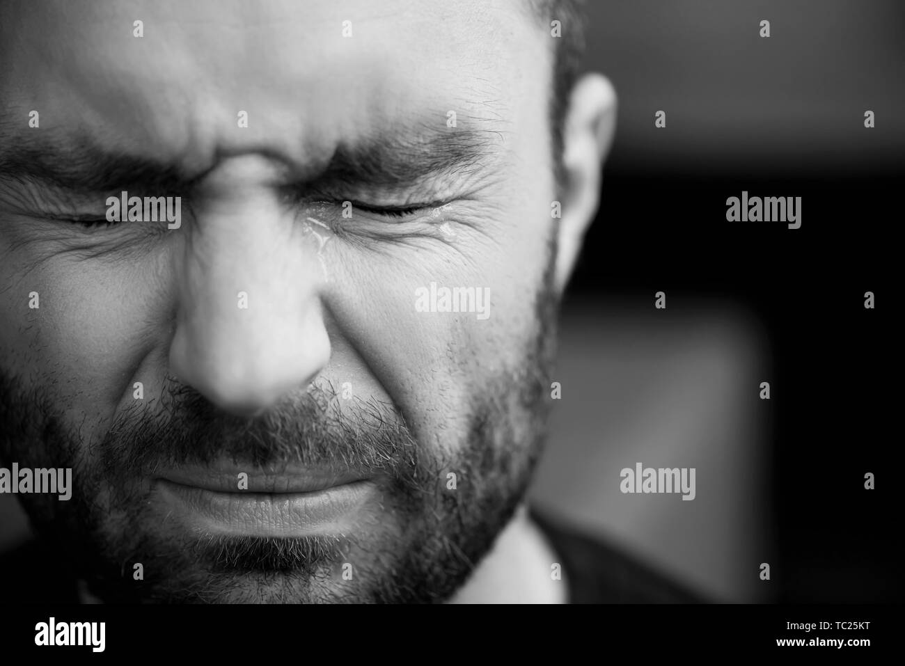 Bearded man with closed eyes Black and White Stock Photos & Images - Alamy