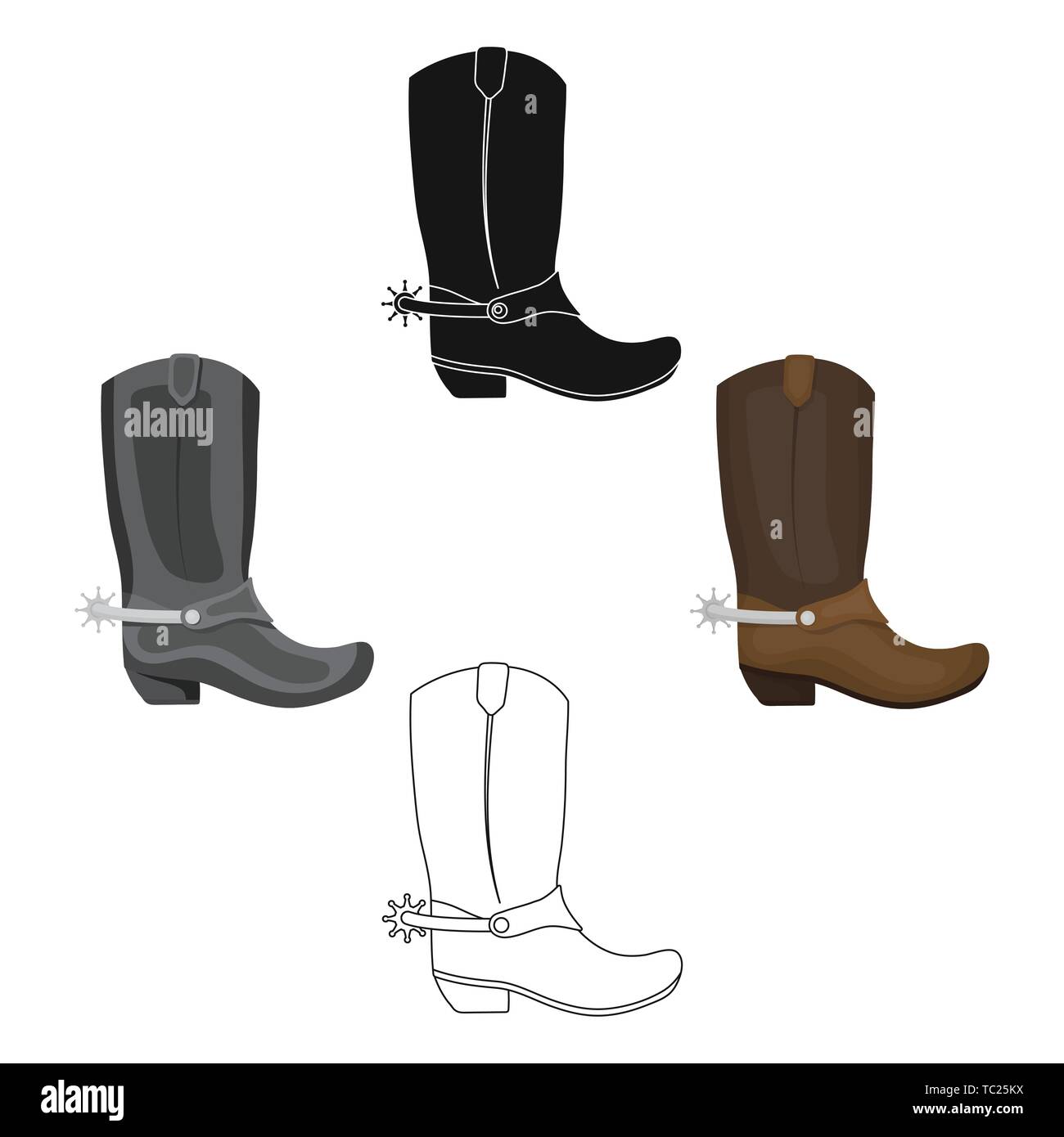 Cowboy boots icon in cartoon,black design isolated on white background ...