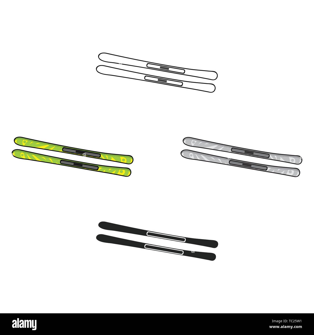 Skis icon in cartoon,black style isolated on white background. Ski ...