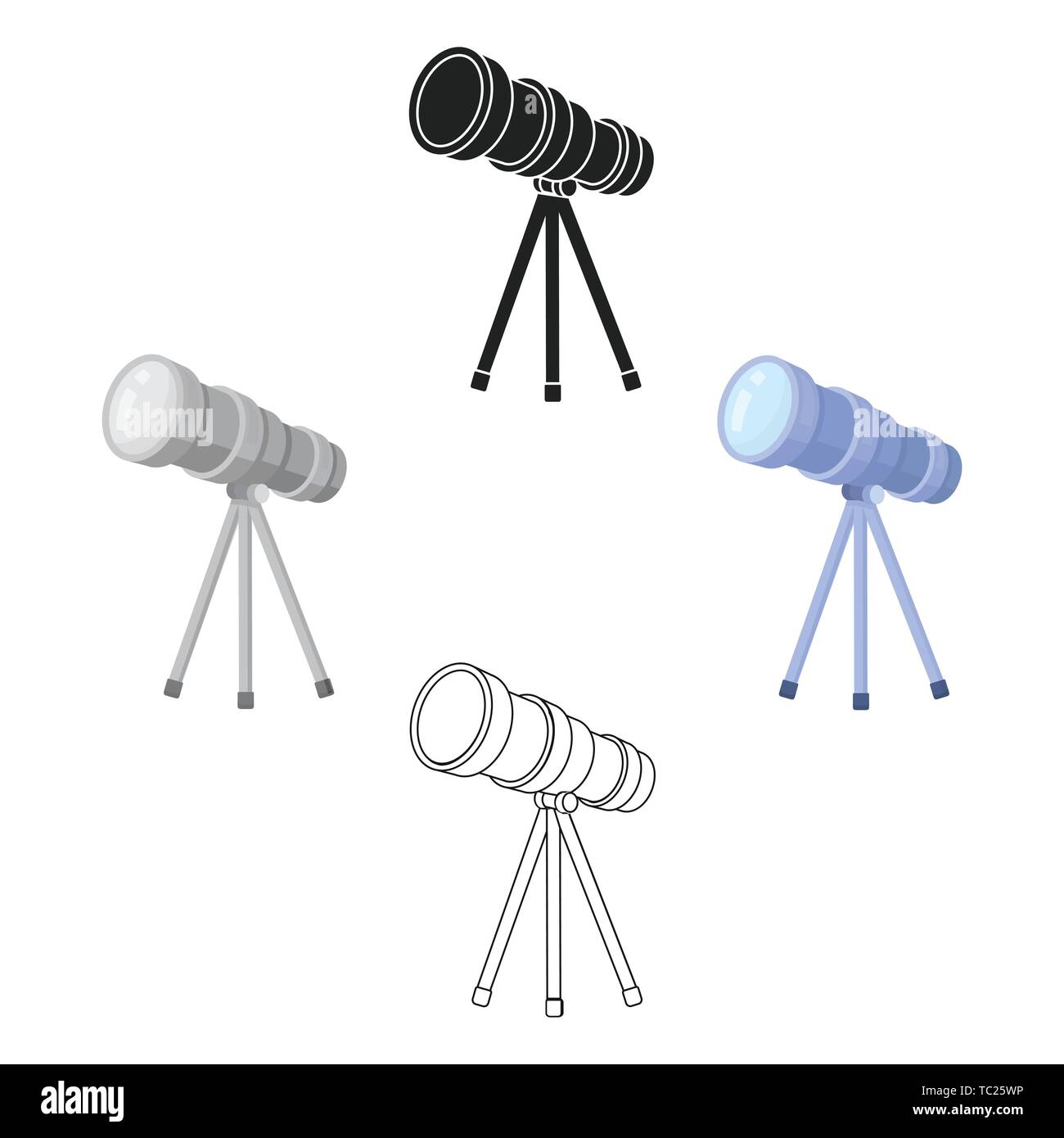 Telescope icon in cartoon,black style isolated on white background ...
