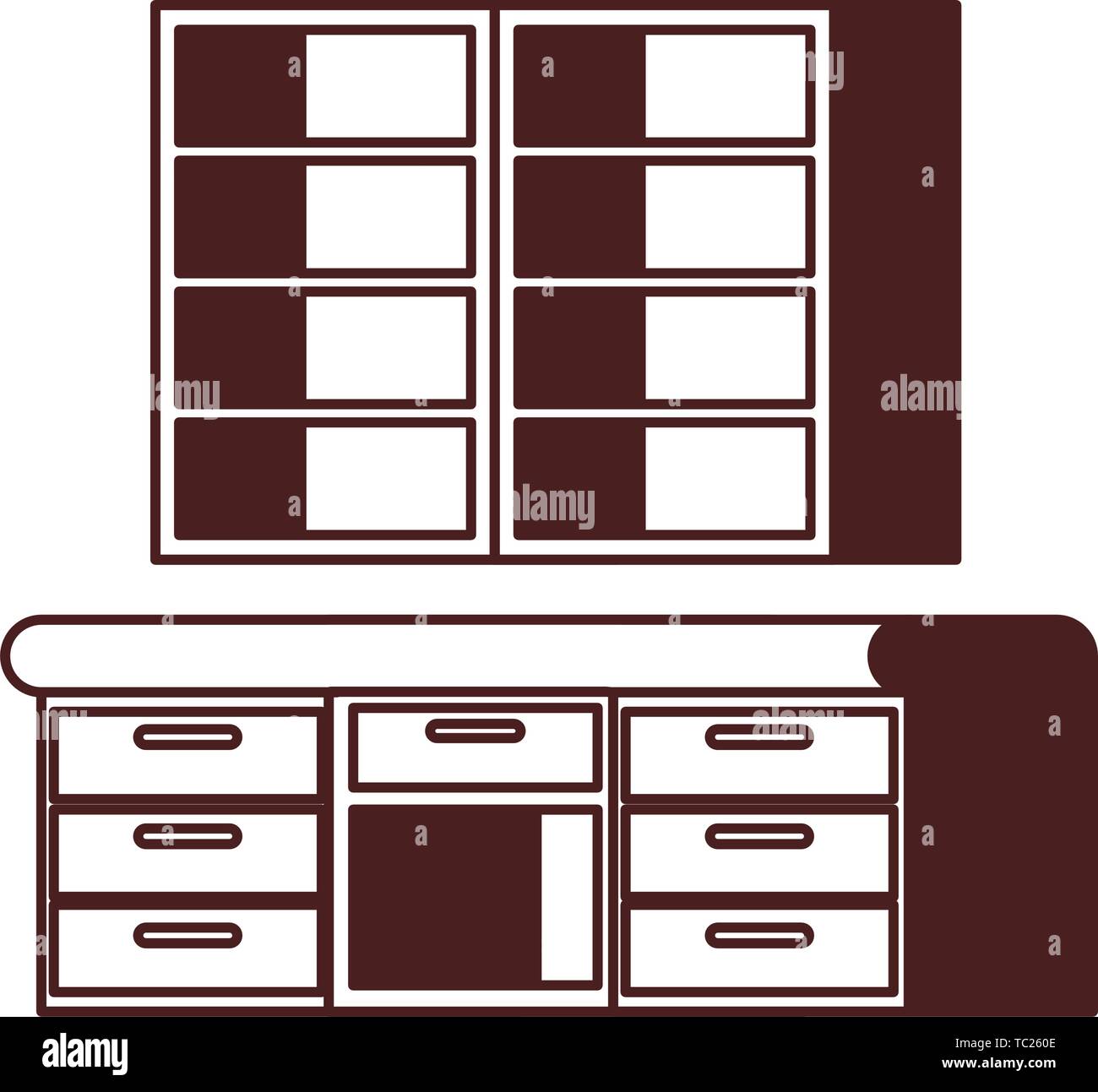 silhouette of wooden shelving in white background Stock Vector Image ...