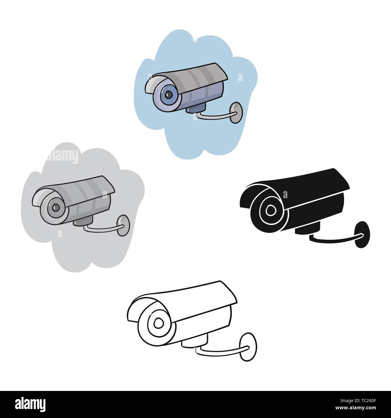 Security camera icon in cartoon,black design isolated on white ...