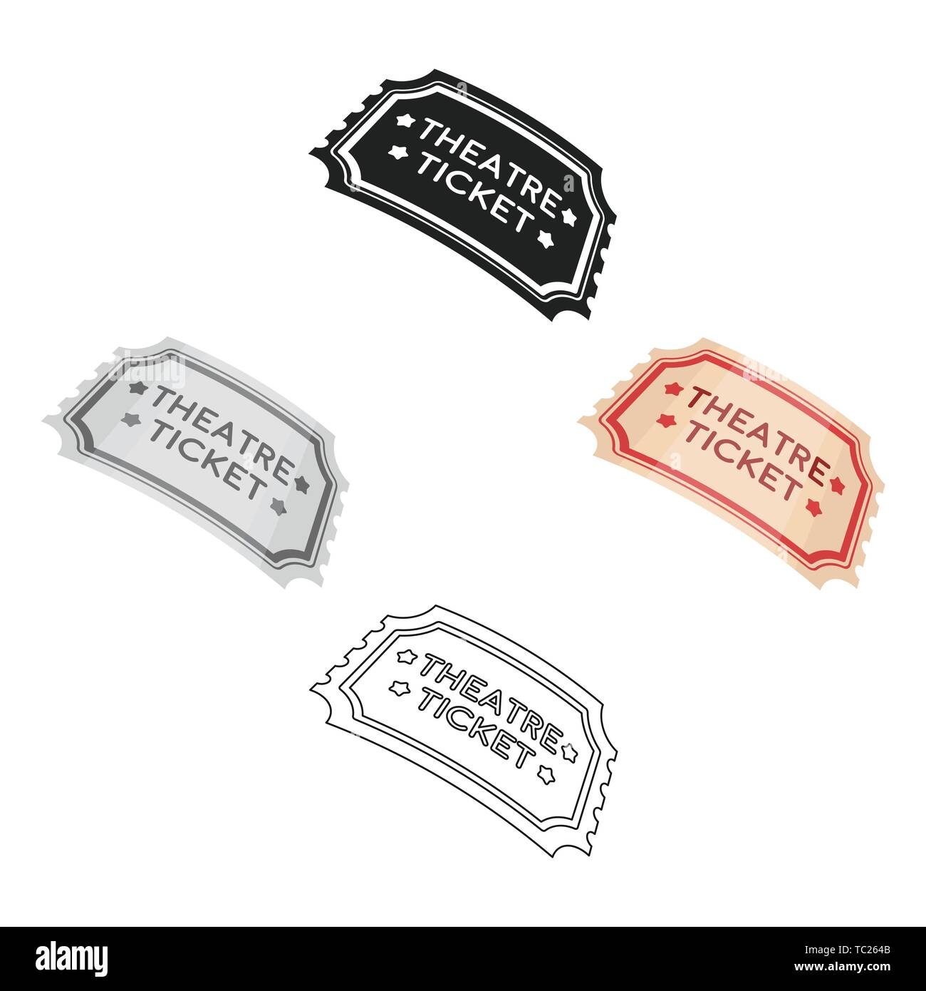 Theatre ticket icon in cartoon,black style isolated on white background ...