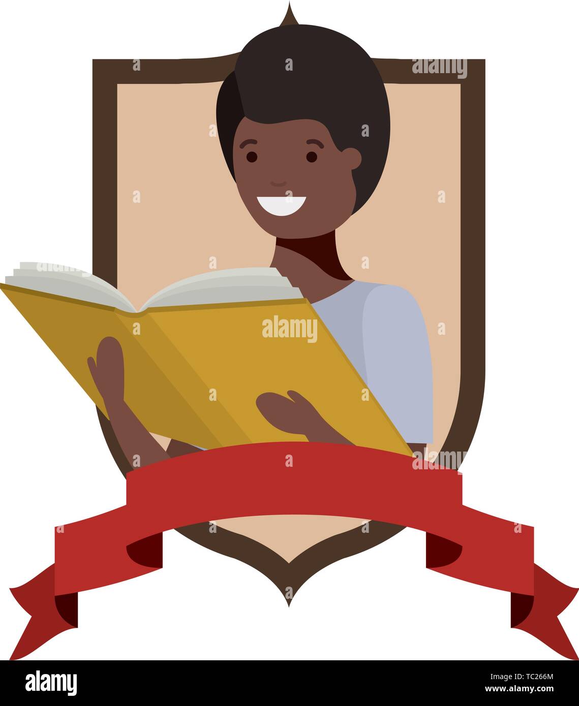 frame with student boy and reading book Stock Vector Image & Art - Alamy