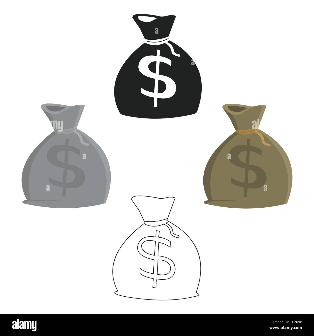 Money bag icon cartoon,black. Singe western icon from the wild west ...