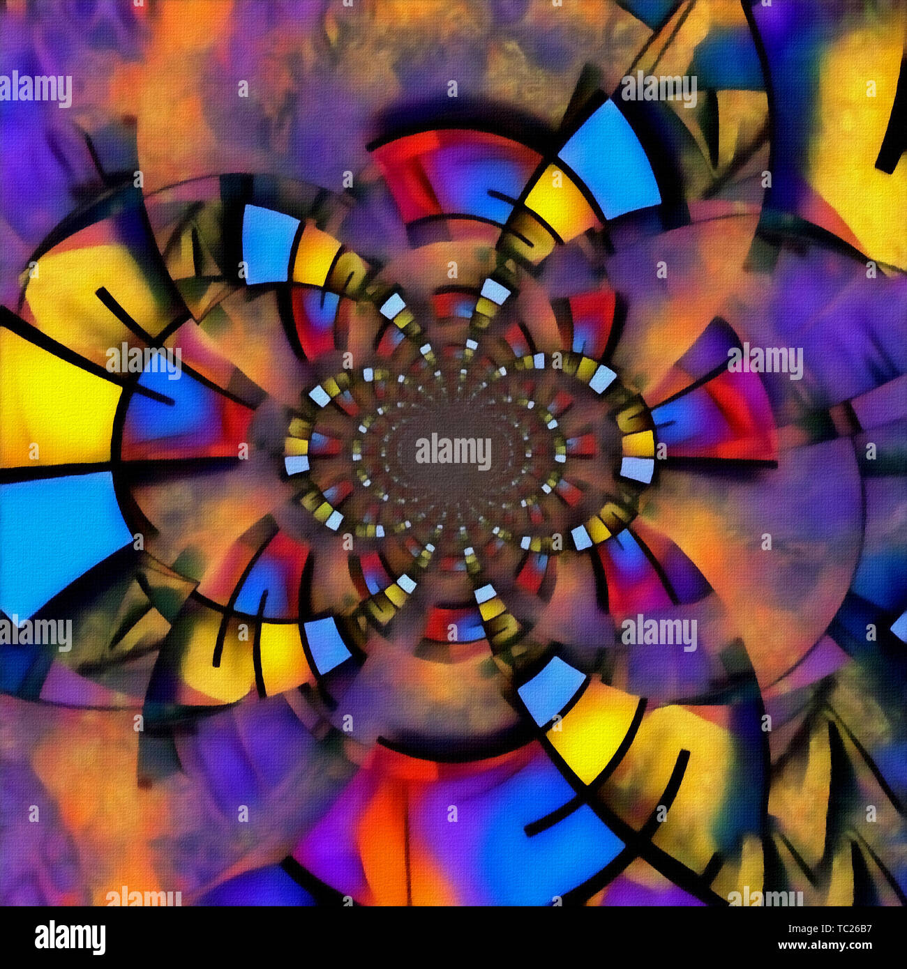 Abstract painting. Mirrored round fractal Stock Photo - Alamy