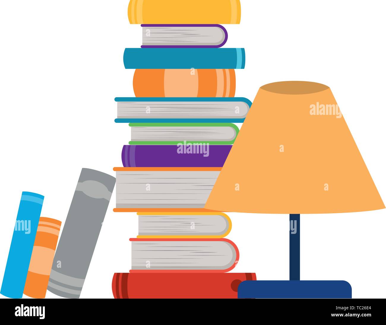 stack of books and lamp on white background Stock Vector Image & Art ...