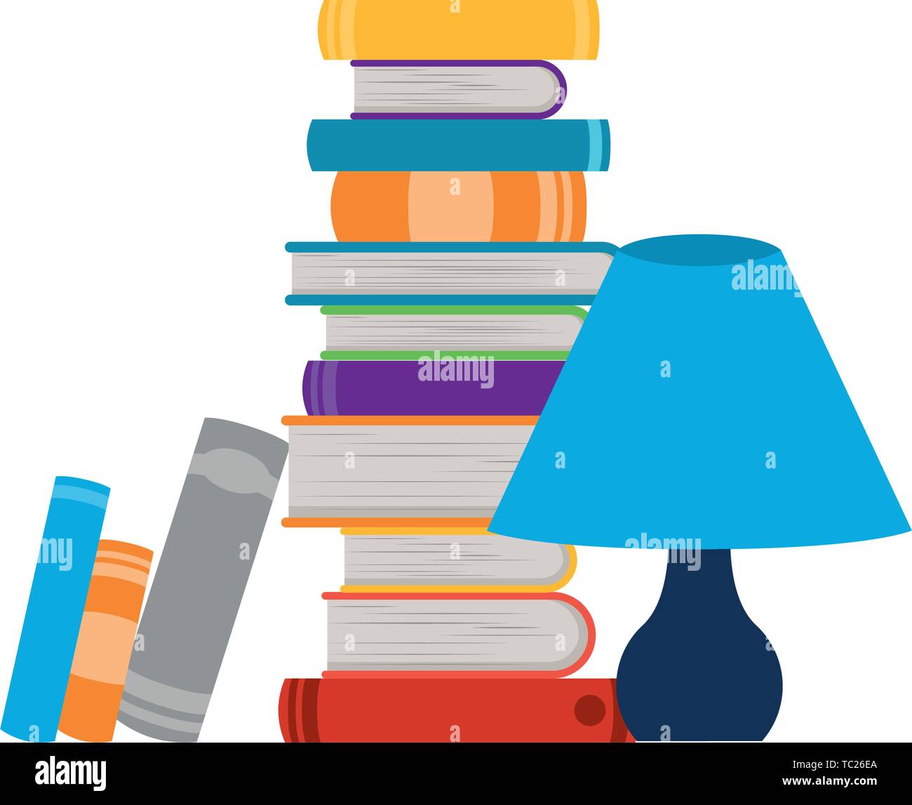 stack of books and lamp on white background Stock Vector Image & Art ...