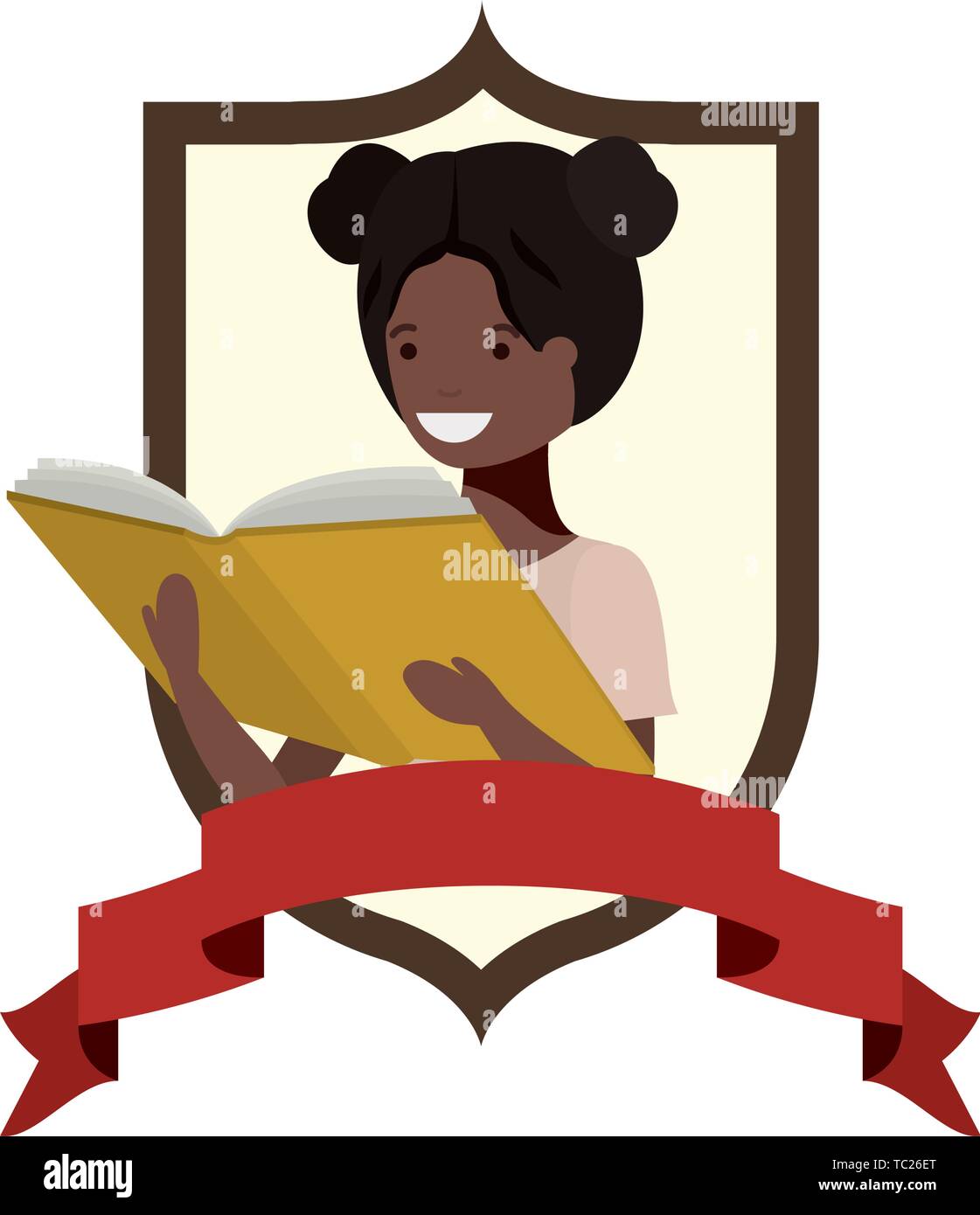 frame with student girl and reading book Stock Vector Image & Art - Alamy