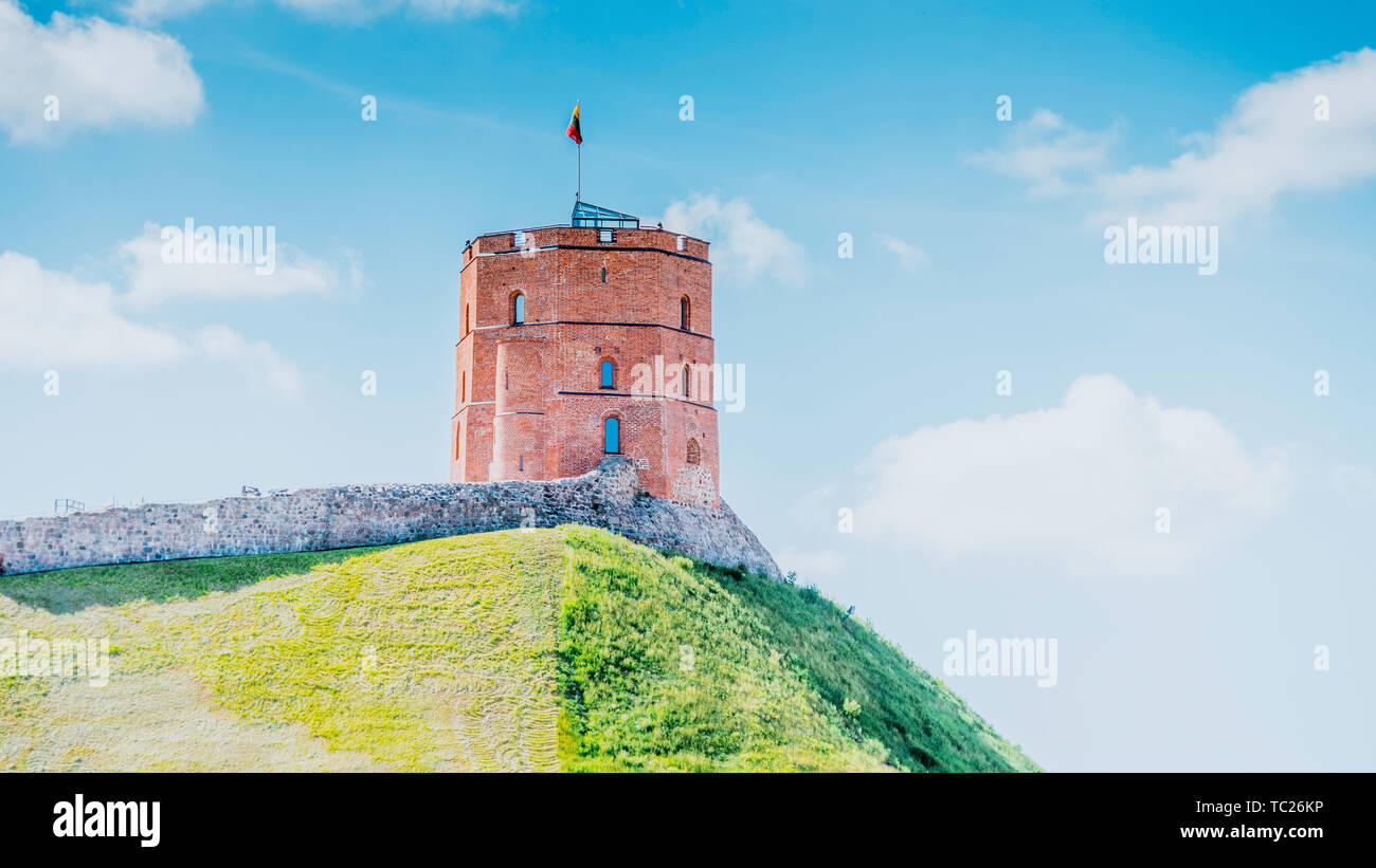 Gediminas castle tower in Vilnius, Lithuania. Historic symbol of the ...