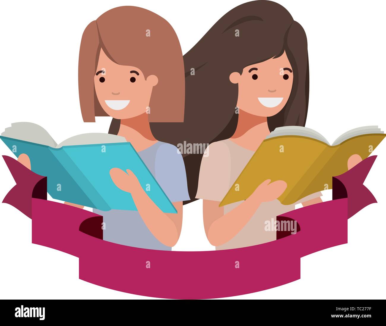 student girls with reading book in the hands Stock Vector Image & Art ...