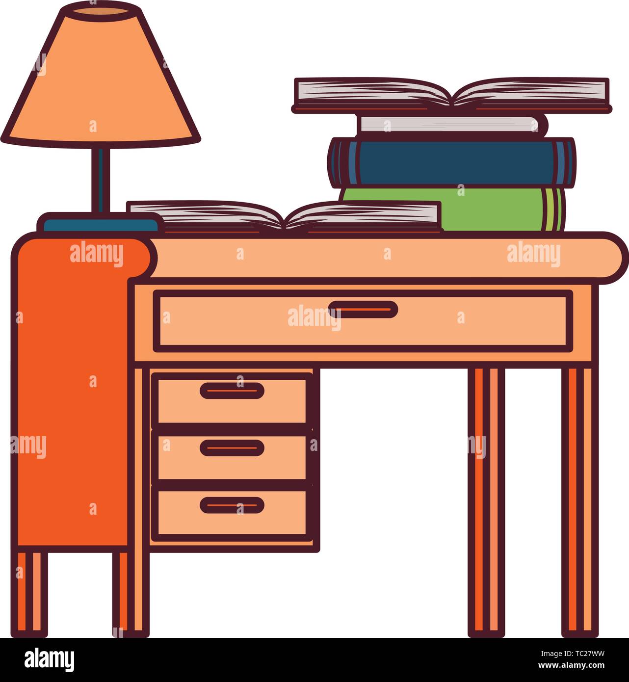 desk with stack of books on white background Stock Vector Image & Art ...