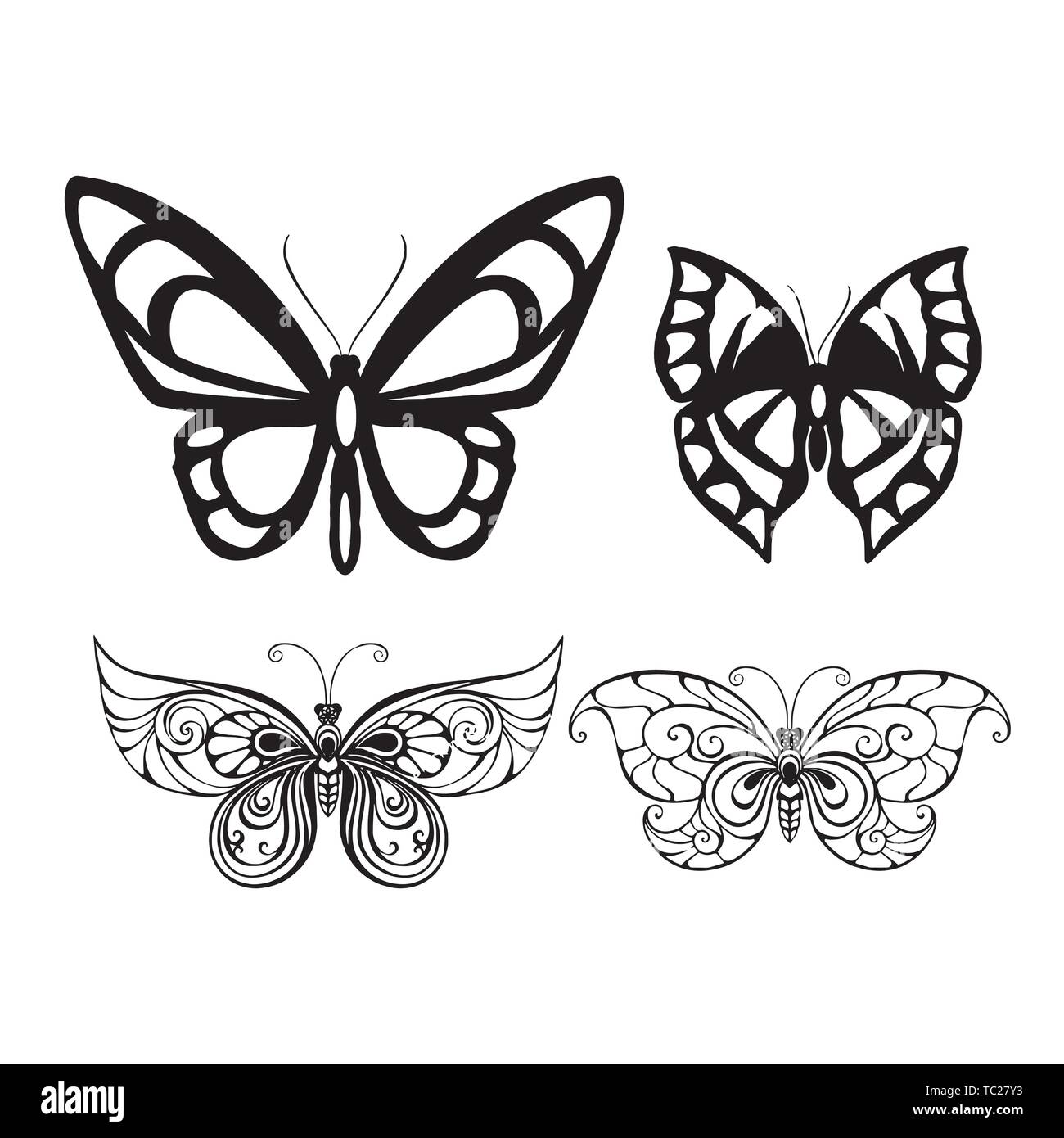 insect butterfly outline vector. nature coloring book insect butterfly ...