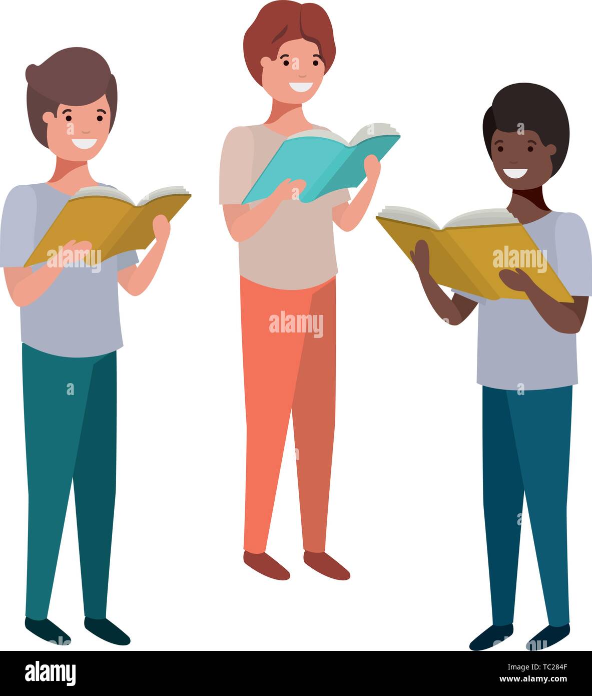 group of student with reading book in the hands Stock Vector Image ...