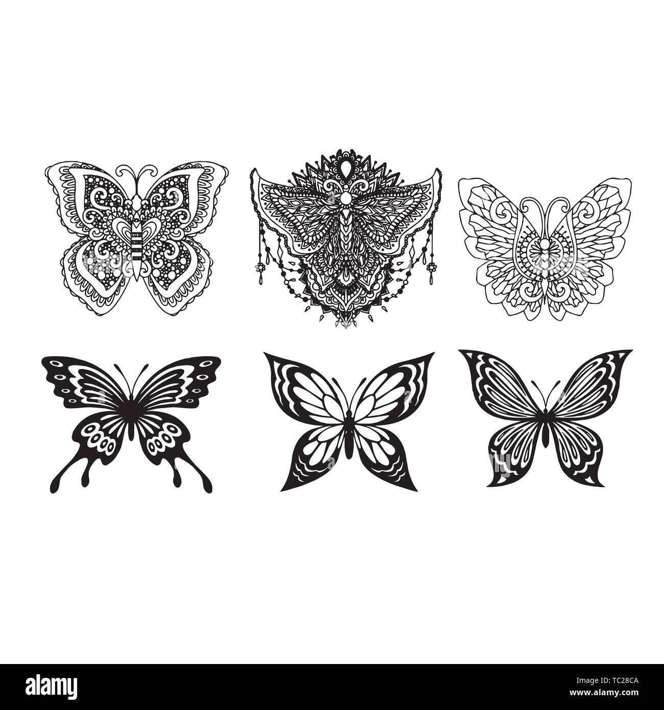 insect butterfly outline vector. nature coloring book insect butterfly ...