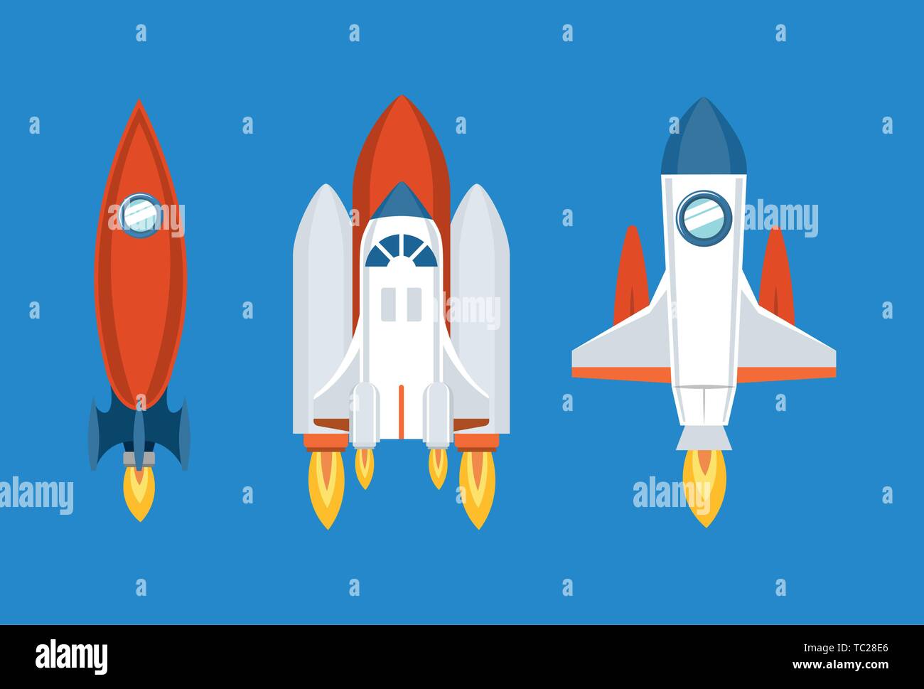 Rocket icon set over blue background design Stock Vector Image & Art ...
