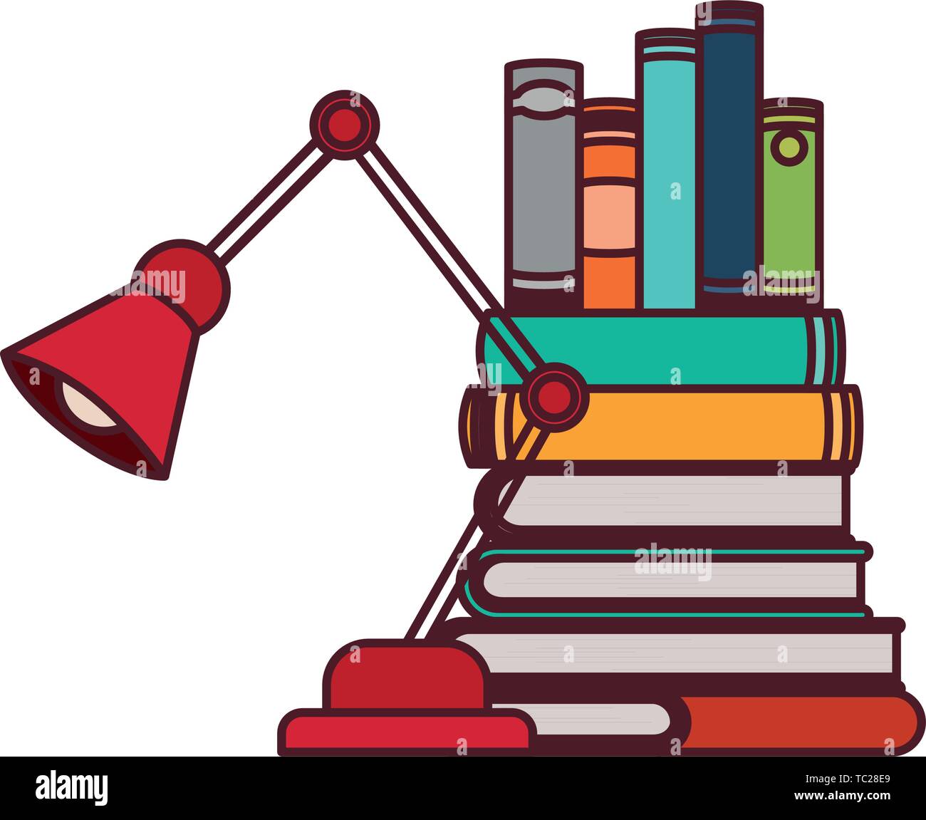 stack of books and lamp on white background Stock Vector Image & Art ...
