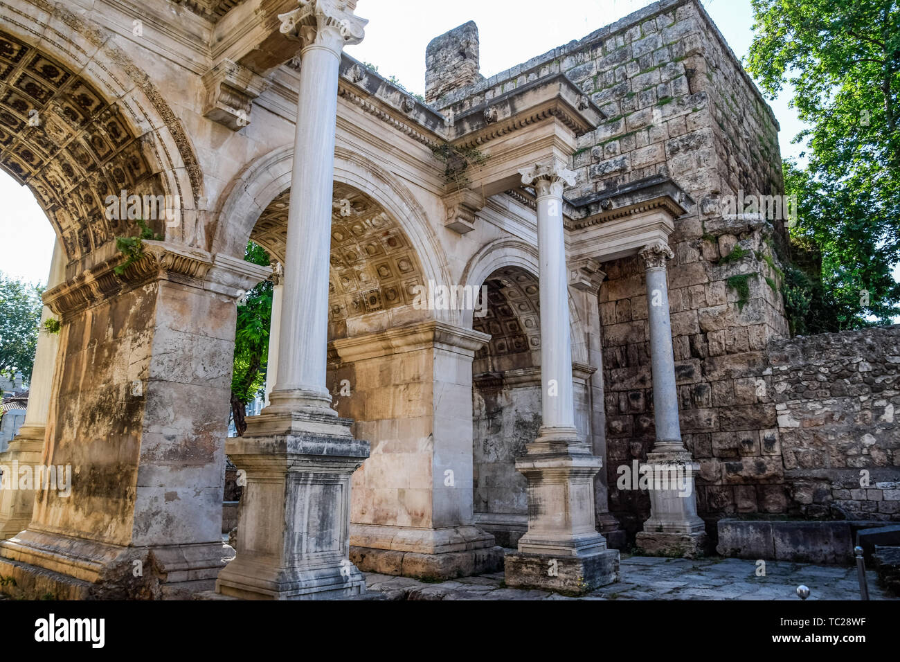Adrian Gate, Antalya landmark, Turkey. Antique ancient construction of ...