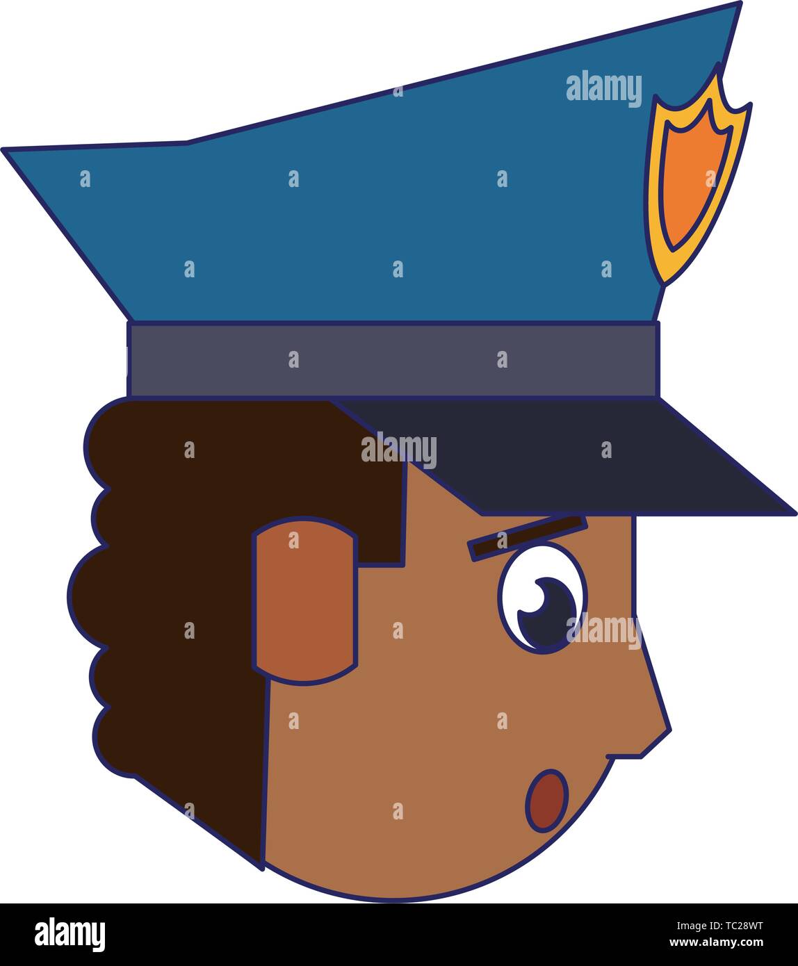 policeman face avatar cartoon character blue lines Stock Vector Image ...