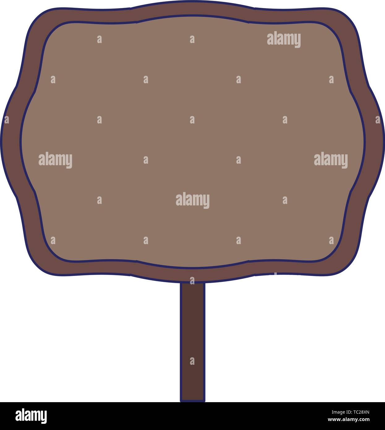 wooden sign icon cartoon isolated blue lines Stock Vector Image & Art ...