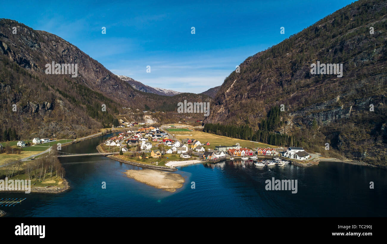 Aerial. Modalen village. Hordaland, Norway Stock Photo - Alamy