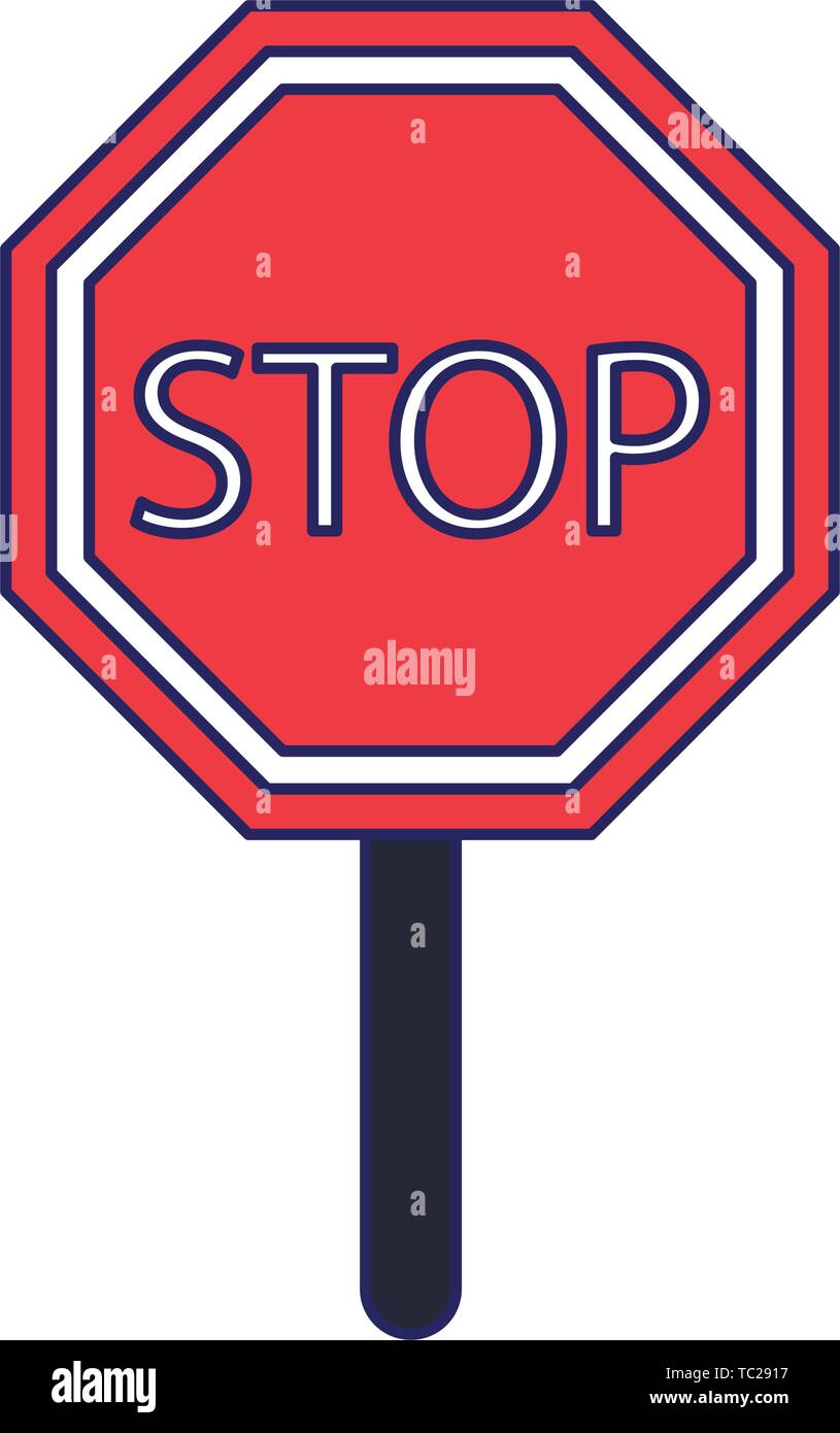 stop sign icon cartoon isolated blue lines Stock Vector Image & Art - Alamy