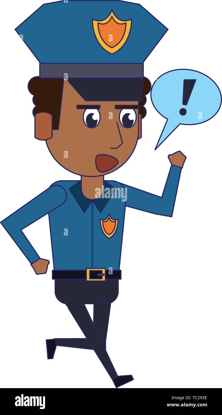 policeman working avatar cartoon character blue lines Stock Vector ...