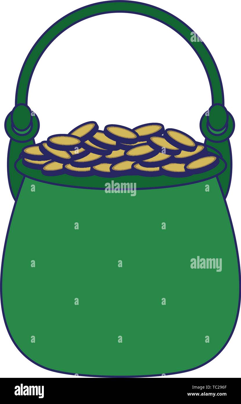 pot with coins icon cartoon blue lines Stock Vector Image & Art - Alamy