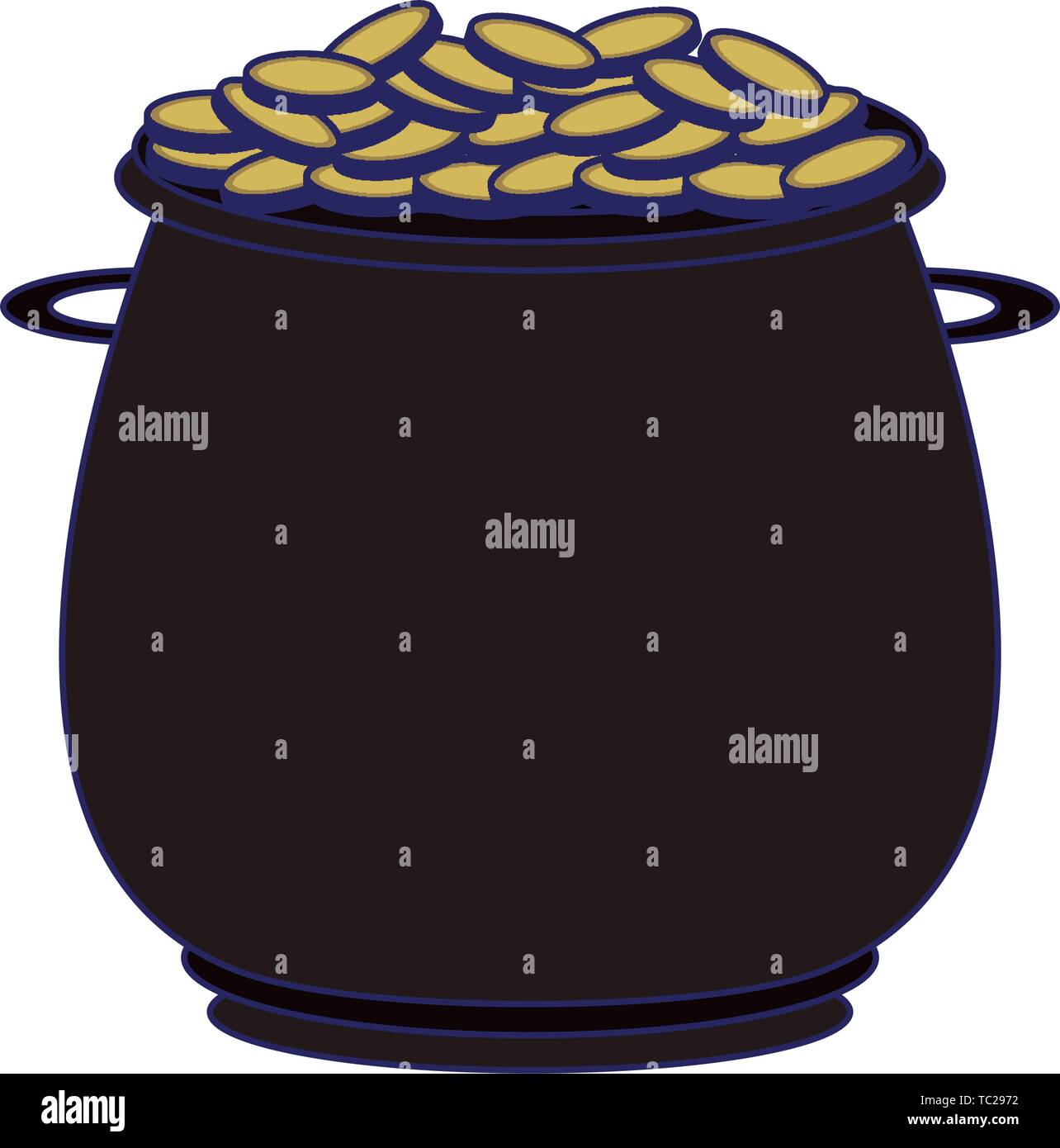 pot with coins icon cartoon blue lines Stock Vector Image & Art - Alamy