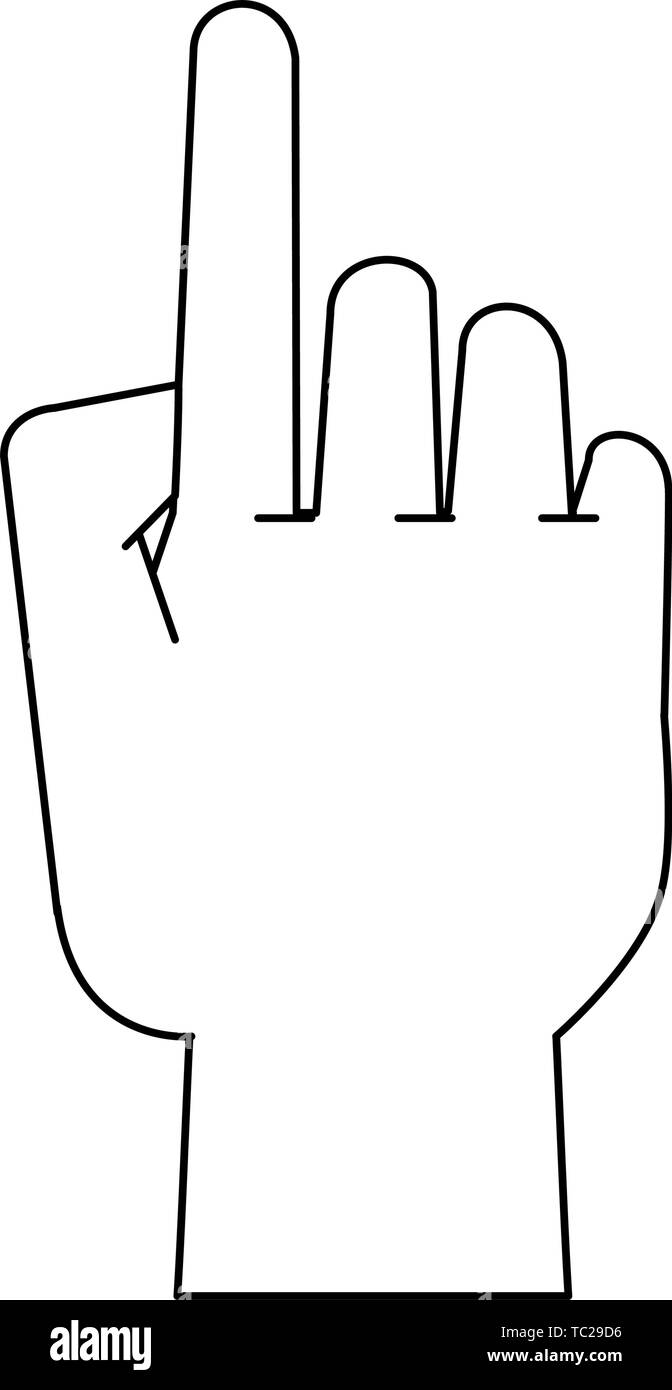 hand pointing out icon cartoon in black and white Stock Vector Image ...
